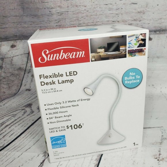 Unlisted | Accents | Sunbeam Led Desk Lamp White With Flexible Neck ...
